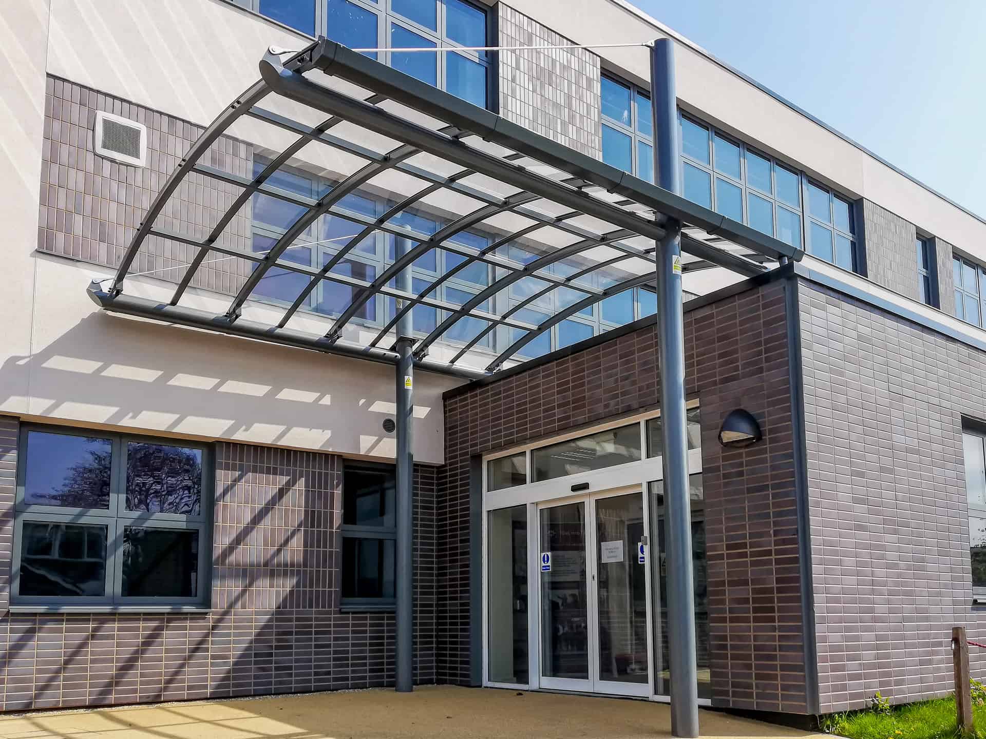 Arnewood School - Bespoke Entrance Canopy | Clovis Canopies UK ...